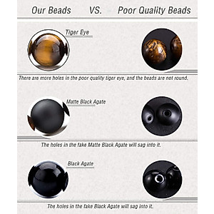 Hamoery Men Women 8mm Tiger Eye Stone Beads Bracelet Elastic Natural Stone Yoga Bracelet Bangle (Set2)