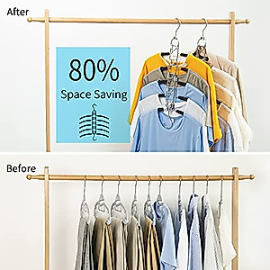 Nature Smile 2 Pack 5 in 1 Anti Slip Clothes Hangers,Space Saver Magic Metal Hangers,Multi Layers Wardrobe Clothes Rack,Heavy Duty Metal Blouse Hanger Closet Storage Organizer