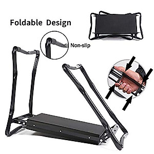 UHINOOS Garden Kneeler and Seat-Foldable Garden Bench Garden Stools with 2 Tool Pouches, Portable Garden Kneeling Pad EVA Foam Pad(Black&Red)