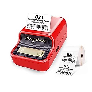 BrokSilent Label Maker Machine B21, Mini Desktop Label Printers, Wireless Portable Bluetooth Thermal Barcode Label Printer with Tape for Phone (Red)