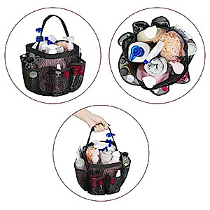 Quick Dry Mesh Shower Caddy, Hanging Shower Tote Bag Toiletry Bath Organizer Makeup Comestic Storage Bag Basket with 8 Storage Pockets for Home Gym Travel Dorm Bathroom Washing Bag Case with Handle