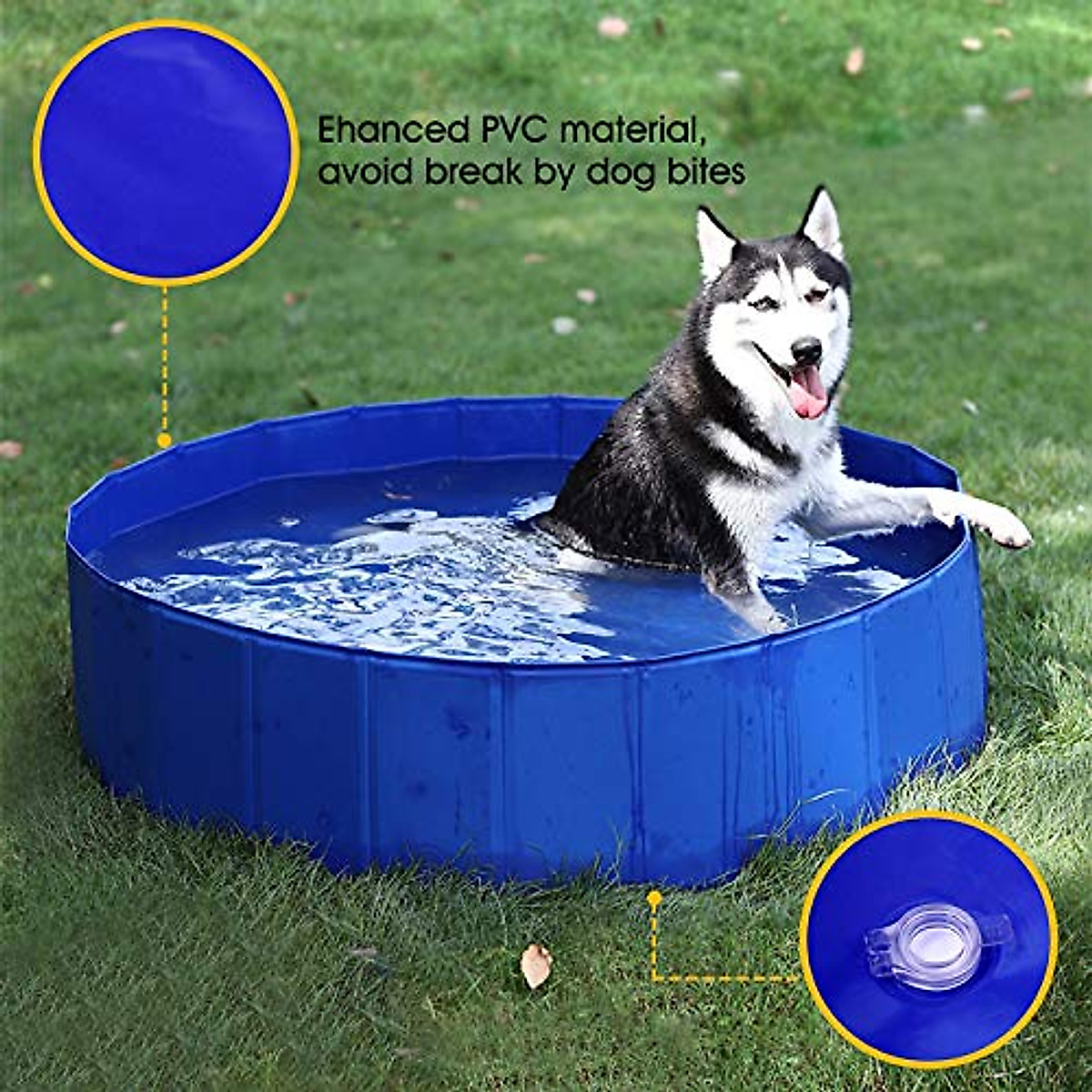 MengK Foldable Dog Padding Pool Swimming Pool Puppy Cat Bath Tub Outdoor Portable Pet Garden Water Pond Ideal for Pets L Size 120 * 30cm