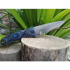 KNIVES KING 7" Handmade Fixed Blade Pointed Cowboy Skinner/Hunting knife with Leather Sheath, Farrier Rasp Steel Razor Sharp Blade and Hrd wood Handle for Hunting, Bushcrafting, Camping and Hiking.