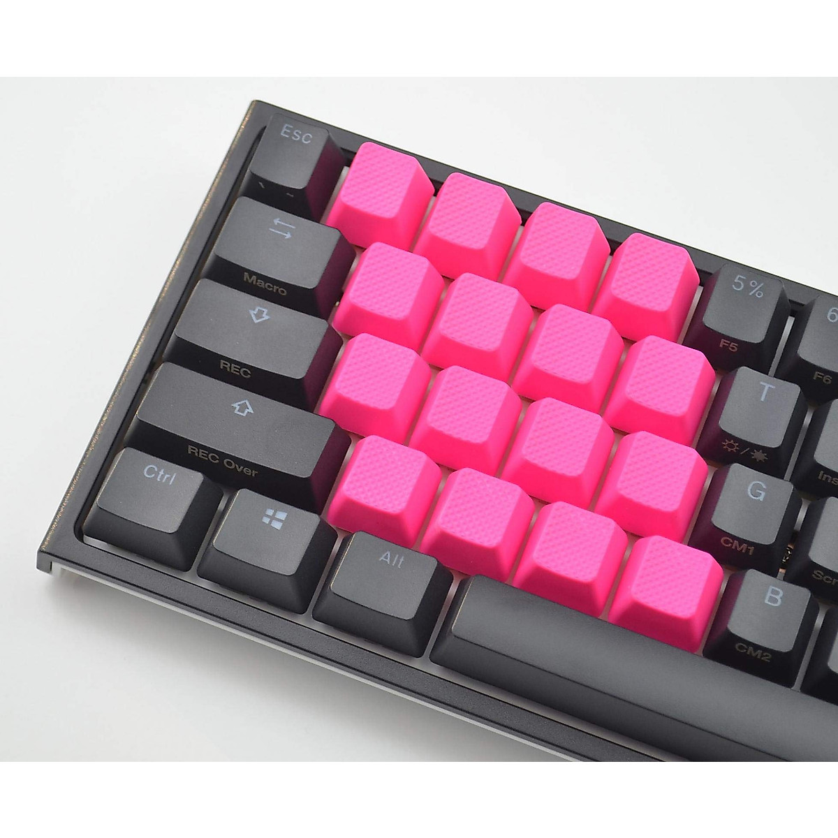 Big Chic Blank TPR Rubber Gaming Keycaps 4 Keys Set 1u for Cherry MX Mechanical Keyboards Compatible OEM (R0, Neon Pink)