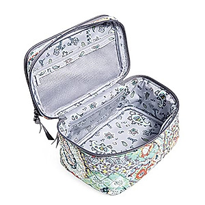 Vera Bradley Women's Cotton Brush Up Cosmetic Makeup Organizer Case, Citrus Paisley - Recycled Cotton, One Size
