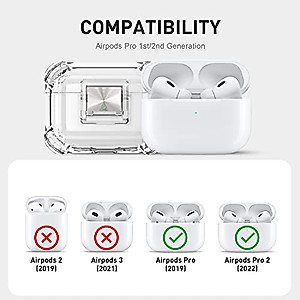 Valkit Compatible Airpods Pro 2 Case 2023/2022 Clear with Lock, Soft TPU AirPod Pro 2nd/1st Generation Case Shockproof Protective Cover with Lanyard & Keychain for Airpods Pro 2nd/1st Gen