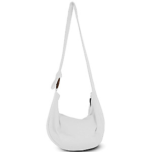 YOUR COZY Women's White Cotton Hobo Bag