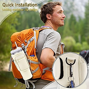UQM Water Bottle Carrier Bag for Stanley 40 Oz Tumbler with Handle, Water Bottle Holder with Adjustable Shoulder Strap, Stanley Cup Accessories for Hiking Travelling Camping (Cream)