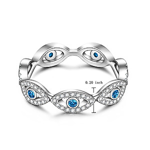 Evil Eye Ring Sterling Silver Blue Evil Eye Rings for Women Spiritual Mal De Ojo Nazar Amulet Sapphire Greek Turkish Third Eyes Jewelry