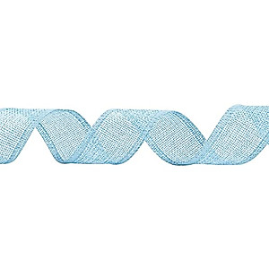 MEEDEE Light Blue Wired Ribbon 1.5 Inch Wired Edge Blue Burlap Roll Baby Blue Burlap Ribbon Blue Ribbon for Baby Shower, Wreath, Gift Wrapping, Garland, Bows Making, Swag, Home Decor (10 Yards)