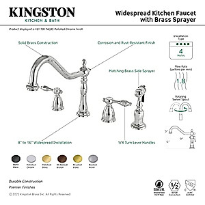 Kingston Brass KB1795TALBS Tudor 8 Inch Center Kitchen Faucet With Brass Sprayer, Oil Rubbed Bronze, 8-1/4 inch in Spout Reach, Oil Rubbed Bronze , Oil-Rubbed Bronze