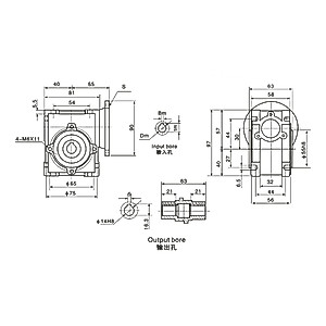 AZSSMUK NMRV030 Speed Reducer Gearbox Reduction Ratio 1:80 Square Flange 90CM*90CM with Mounting Screws
