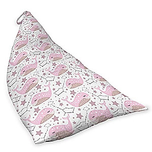 Ambesonne Whale Lounger Chair Bag, Nautical Animal Constellation Stars Sky Underwater Ocean Cartoon, High Capacity Storage with Handle Container, Lounger Size, Pale Pink White