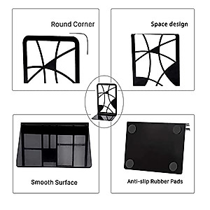 Book Ends Metal Bookends for Shelves, Decorative Bookends for Office School Home, 3 Pair Black Heavy Duty Bookends Abstract Art Design Book Stoppers with Pen Holder,6 Piece