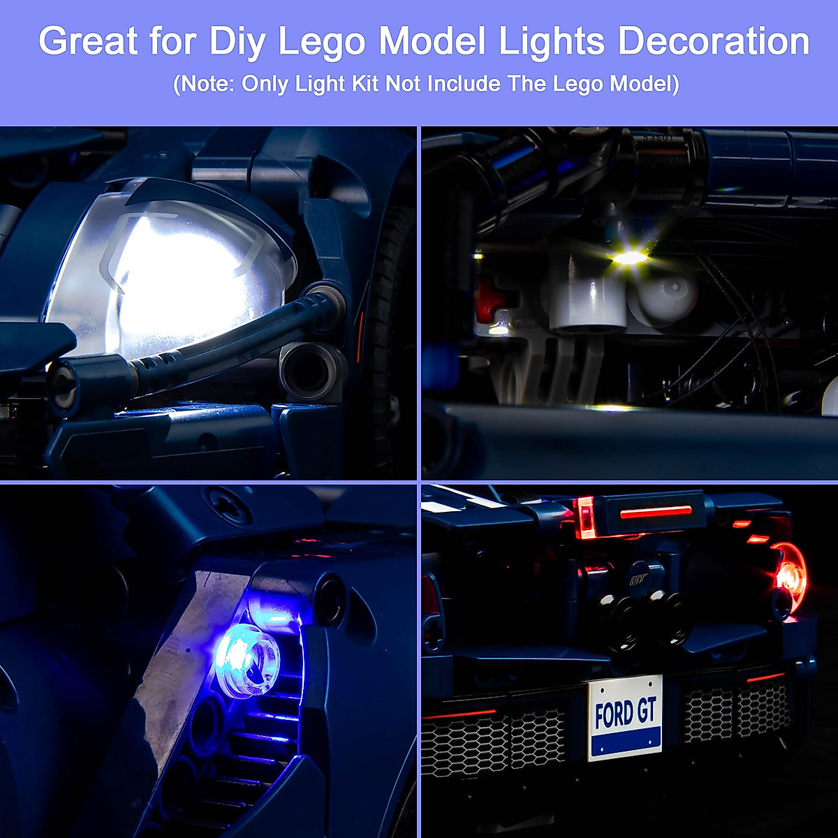 Upgraded Light Kit for Lego Technic 2022 Ford GT 42154 Car Model, Compatible with 42154 (Model Not Included)