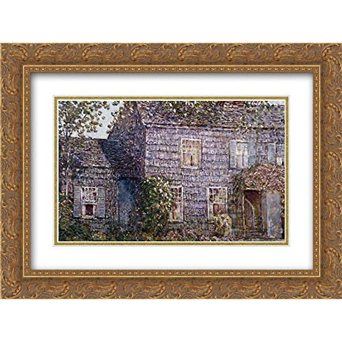 Hassam, Childe 38x28 Gold Ornate Frame and Double Matted Museum Art Print Titled Hutchison House, East Hampton, Long Island