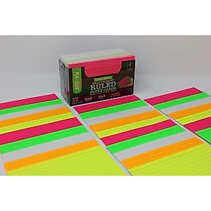 Heavy Weight Ruled Index Cards 5 x 3 inches, 200 count, (100 White & 100 Neon)