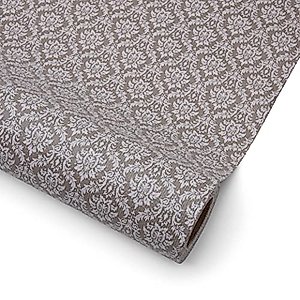 Home Genie Slip Resistant Removable Smooth Durable Drawer and Shelf Liner, Non Adhesive, Roll, Décor for Kitchen Cabinet Shelves Liners, Drawers, Desks, 12 Inch x 10 FT, Damask Caramel
