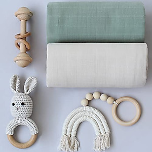 LifeTree Baby Swaddle Blankets, Muslin Swaddle Blankets Boys Girls Baby Muslin Swaddling Wrap Receiving Blanket Neutral for Newborn, Organic Cotton, Large 47 x 47 inches, Solid Color, 2 Pack