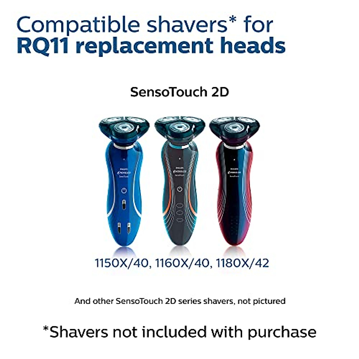 Philips Norelco Shaving Head for Shaver SensoTouch 2D (1100 Series), RQ11/52, Silver, 34