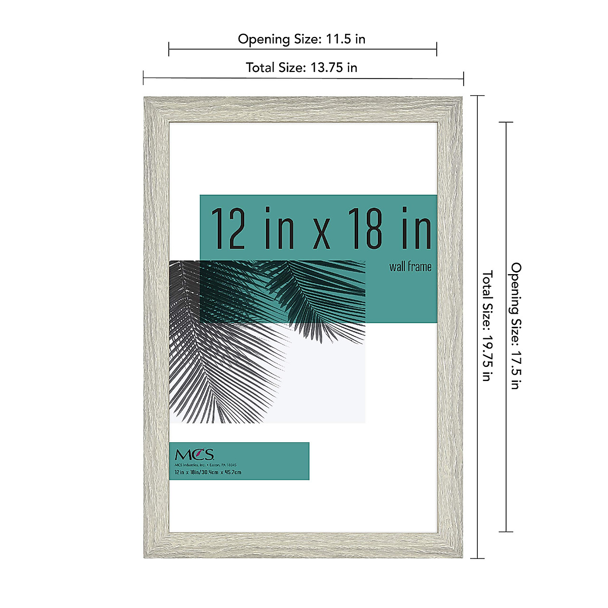 MCS Studio Gallery 12x18 Picture Frame Gray Woodgrain, Rectangle Photo Frame for Photos, Posters & Art Prints (2-Pack)