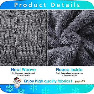 Winter Hats for Men Women Warm Gloves Lined Knit Thick Slouchy Beanie Touch Screen Anti Slip Silicone Gel Winter Gloves (Black, Gray, 2 Set)