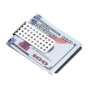 7-Star Stainless Steel 4 Pack Silver Money Clip , Credit Card Business Card Holder , Minimalist Front Pocket Hollow Wallet , Solid Small Thin Luxury for Men Cash Moneyclip , Slim Metal Clips Wallet