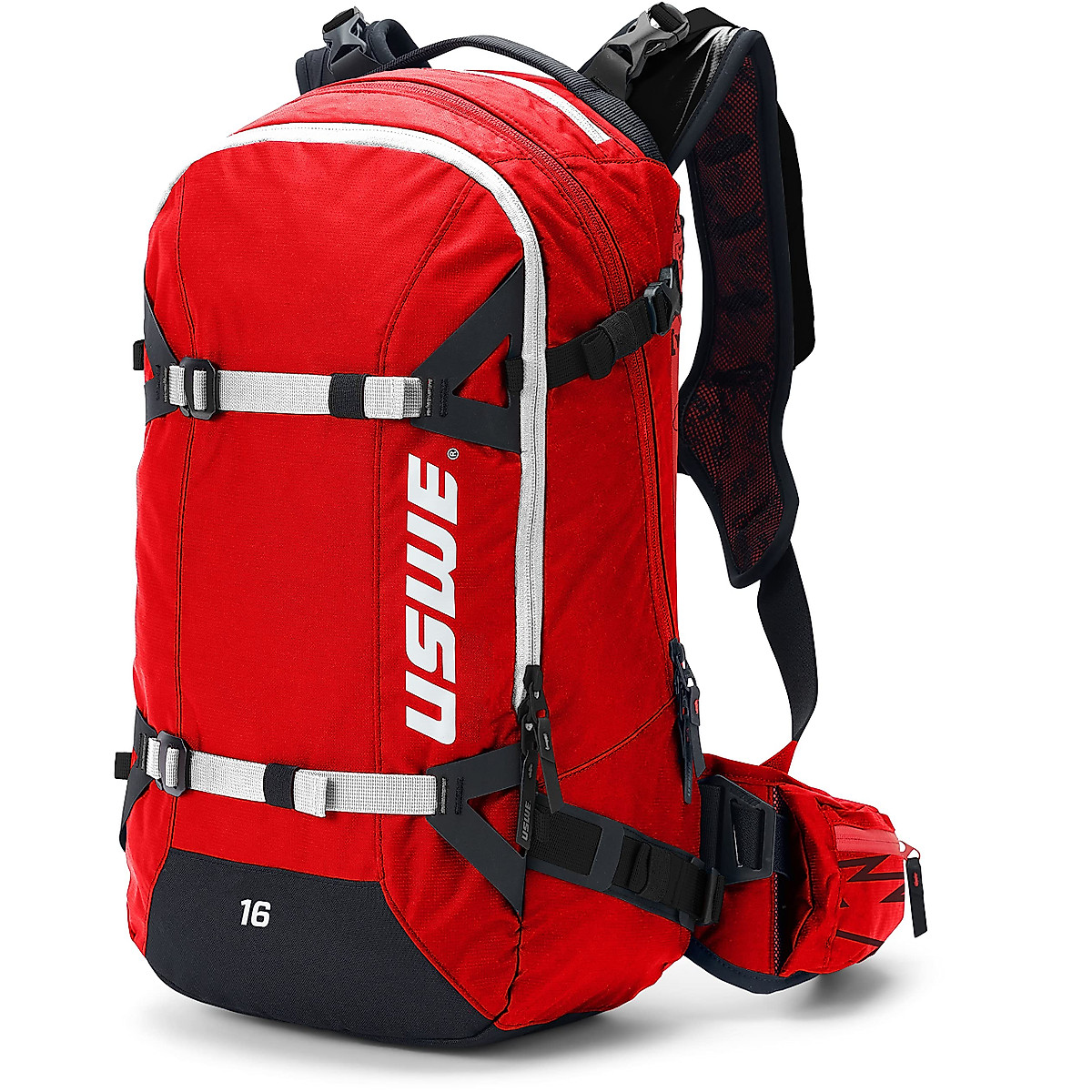 USWE Carve 16L, Ski and Snowboard Backpack for Men and Women, Winter Alpine Daypack, Insulated Snow Hydration Pack with Thermo Cell Freeze Protection, Bounce Free, Red