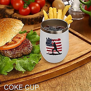 Baseball 4th Of July Men USA Flag Insulated Tumbler with Lid Stainless Steel Coffee Mug Cute Wine Tea Water Cup White-style