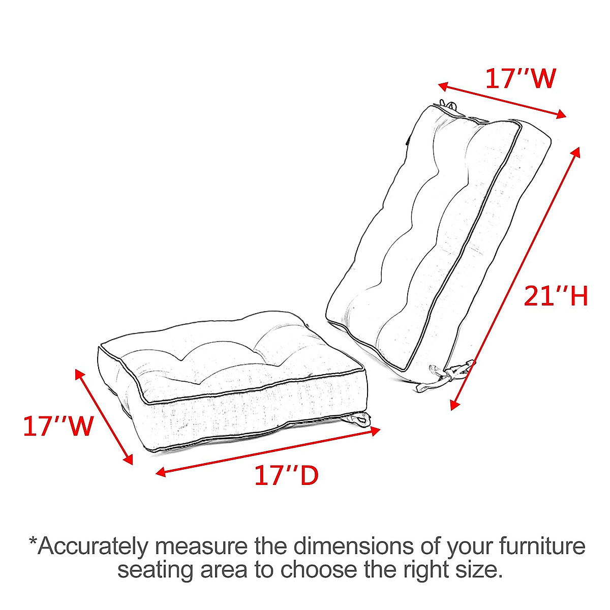 Favoyard Rocking Chair Cushion Set, Indoor & Outdoor Rocker Cushions, Water Resistant Seat Cushion Set for Patio Furniture 3-Year Color Fastness Chair Pads with Ties, Beige