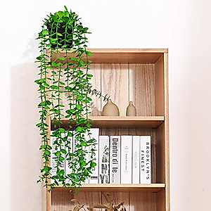 Artflower Artificial Hanging Eucalyptus Plants in Pots 2 Pack Fake Plastic Greenery Vines with Hanging Baskets for Home Shelve Indoor Outdoor Wall Wedding Garden Home Office Garland Decor