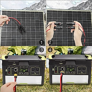 YAODHAOD Solar Connector to XT60 Adapter Connector, 12AWG 60CM XT60 Connect Solar Panel for Battery Pack, Portable Power Station, Solar Generator