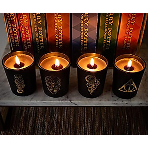 Harry Potter Dark Arts Scented Soy Wax Candle Collection, Set of 4 with Unique Fragrances | 20-Hour Burn Time | Home Decor Housewarming Essentials, Wizarding World Hogwarts Gifts and Collectibles