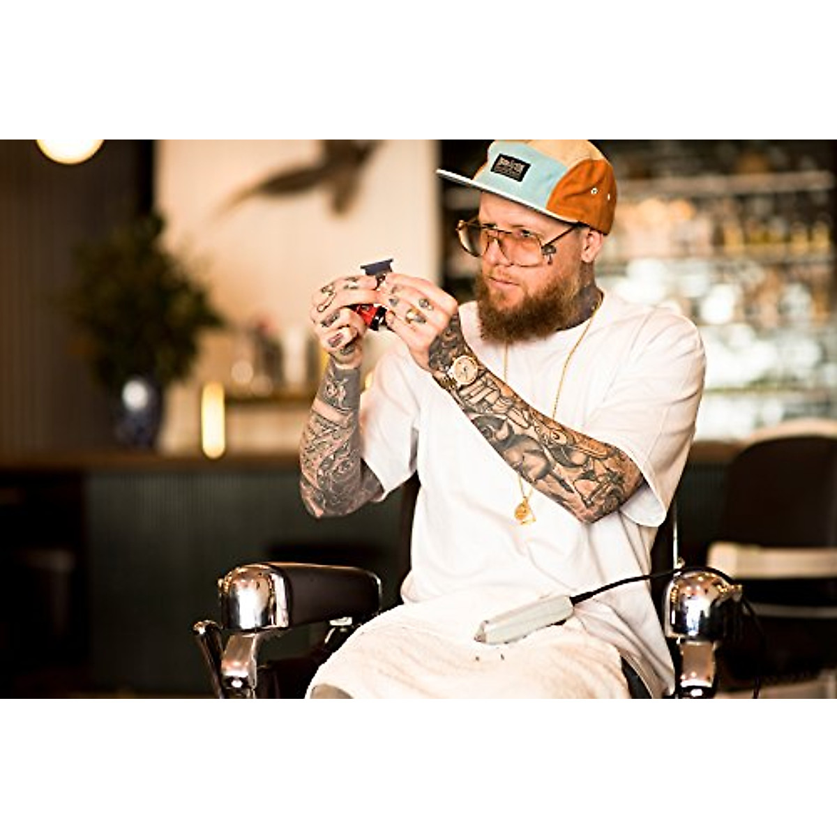 Andis 04710 Professional T-Outliner Beard & Hair Trimmer for Men with Carbon Steel T-Blade, Bump Free Technology – Corded Electric Beard Trimmer - Grey