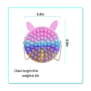 AndTree Pop Shoulder Bag Fidget Toys Rainbow Pop Bubble It Purse for Girls Gift Cross-Body Bag Rabbit Ear