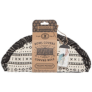 Now Designs Onyx Save It Reusable Cotton Bowl Covers 7.5 and 9.25 inch, Set of 2
