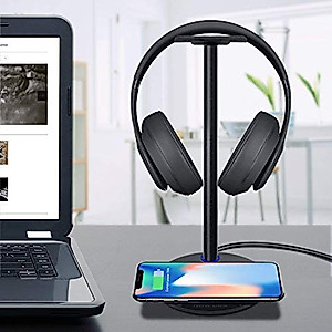 Headphone Stand Gaming Headset Stand with Wireless Charging Sturdy 2-in-1 Headset Holder & Wireless Charger for iPhone 8/8 Plus/X Samsung S8/S8 PlusS7/S7 Edge/S6/S6 Edge
