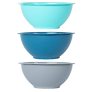 Klickpick Home 10 Inch Plastic Bowls Set of 6-64 ounce (2 Liter) Capacity Extra Large Cereal Salad Serving Mixing Bowl Microwave Dishwasher Safe Soup Bowls - BPA Free Bowls 3 Coastal Colors