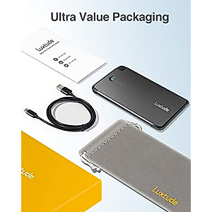 Luxtude 5000mAh Portable Charger iPhone Built in Lightning Cable (MFi Apple Certified), Ultra Slim External Battery Pack, Fast Charge Power Bank for iPhone 14/13/12/11 Pro/X/XR/XS Max/10/8/7/6S etc.