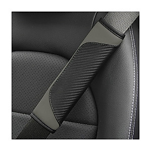 AUCELI 2PCS Car Seat Belt Cover, Carbon Fiber Safety Seatbelt Shoulder Strap Covers, Breathable Leather Soft Harness Pad Protect Your Neck and Shoulder Compatible with Cars