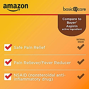 Basic Care Aspirin Regular Strength Tablets, 325mg, 500 Count