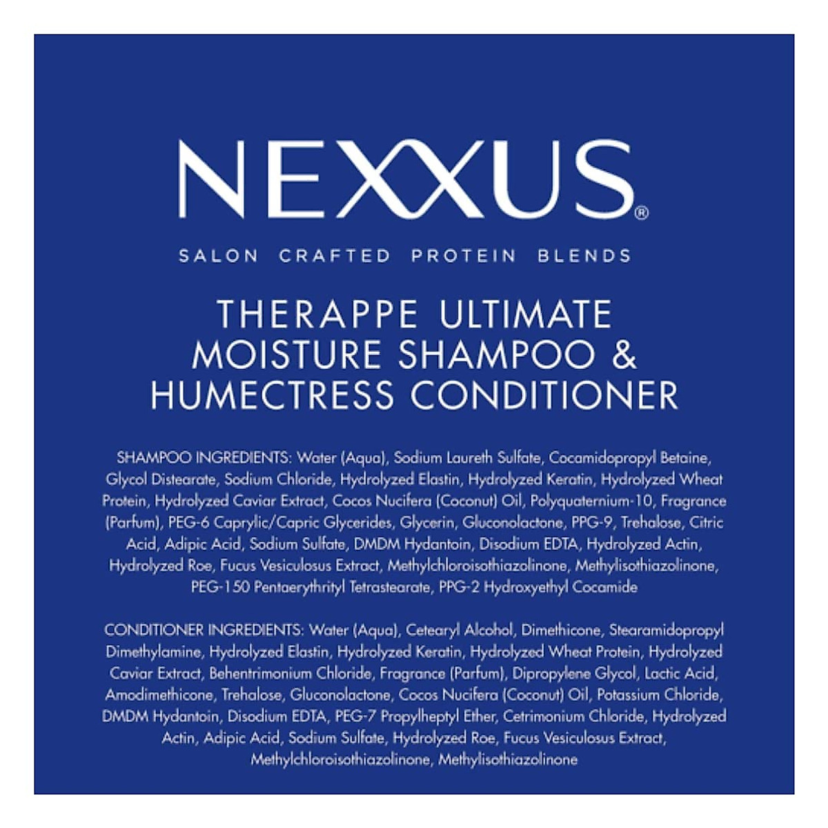 Nexxus Shampoo and Conditioner for Dry Hair Therappe Humectress Silicone-Free, Moisturizing Caviar Complex and Elastin Protein 33.8 oz 2 Count