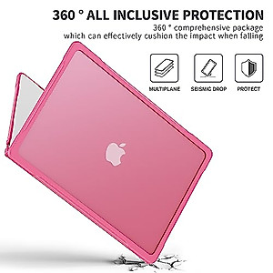 CAMPLALA Shockproof Case for M3 M2 MacBook Air 15 Inch Model A3114 A2941, Shockproof Hard Shell Case Stand & Keyboard Cover & Screen Protector & OTG Adapter & Webcam Cover, Rose