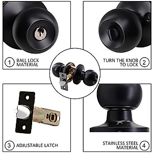 Rulart Door Knob Lock Key Bedroom - Keyed Door Knob Lock Interior and Exterior Bathroom Doorknob,Bedroom Entry Door Knobs with Lock and Key，Satin Stainless Steel Standard Door knob Lock（2 Pack）