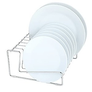 Joy Aid Plate Organizer for Cabinet, Dinner Plate Holder, Cutting Board and Lid Organizer, 8 Slots, 304 Stainless Steel