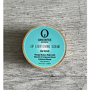 Omorfee 100% Organic Lip Lightening Scrub, Vegan Lip Exfoliator & Moisturizer, Gentle Overnight Lip Mask Treatment, With Kojic Acid, Vitamin E & Natural Beads for Dull, Dry & Dark Lips- 20g/0.70Oz