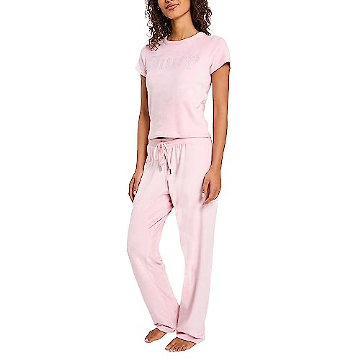 Juicy Couture Two Piece Velvet Fleece Lounge Sleep Set (as1, alpha, l, regular, regular, Pink)