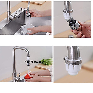 alfyng 3 Pack Faucet Extension Tubes - Kitchen Faucet Extender, Flexible 360 Degrees Stainless Steel Faucet Sprayer Extension, Water Saving Device Anti-Splash Faucet 2 Modes with Universal connector