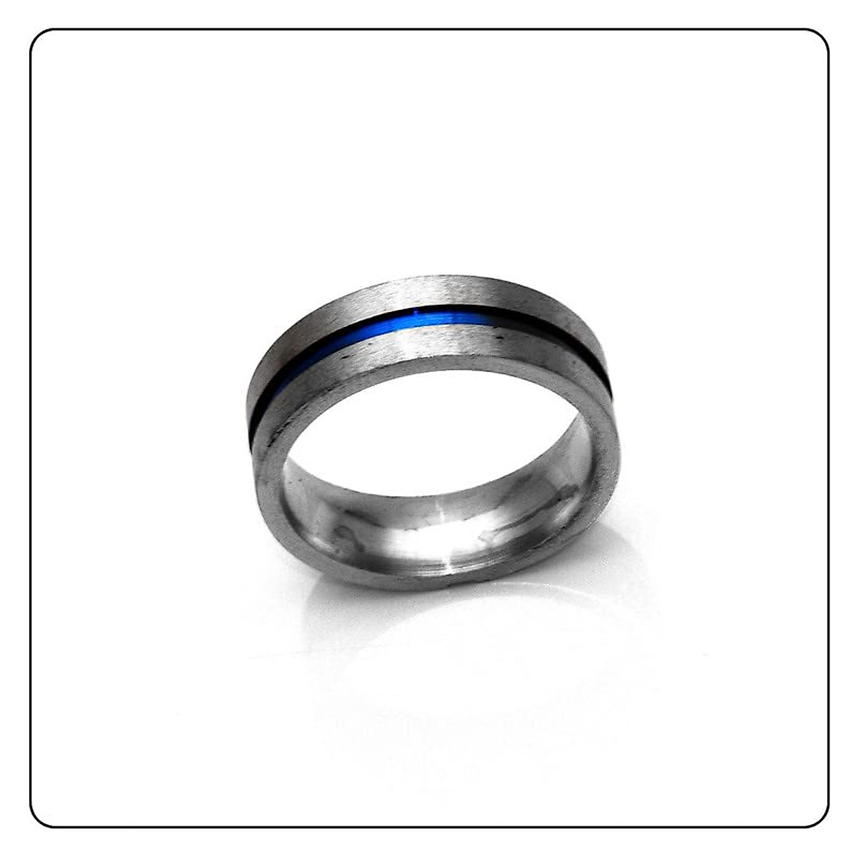 Fusamk Fashion Blue Epoxy Stainless Steel Cross Band Ring(Steel(9))