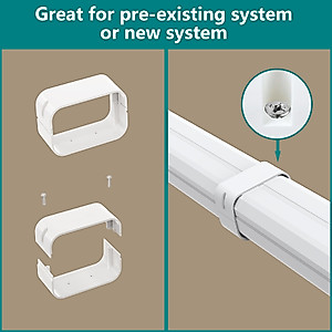 Daisypower 3IN PVC Decorative Air Conditioner Line Set Connector/Coupler,PVC Line Set Cover kit,for Ductless Mini Split,Central AC,Cooling Only, Heat Pump